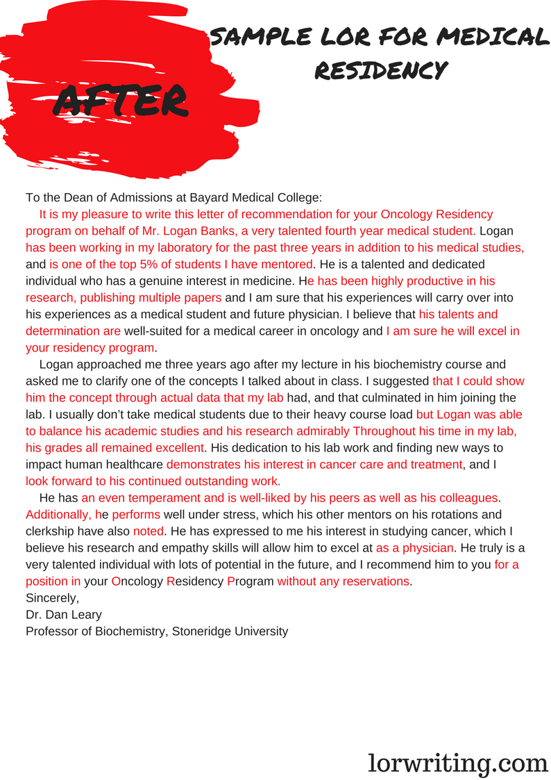 Professional Medical School Recommendation Letter Example