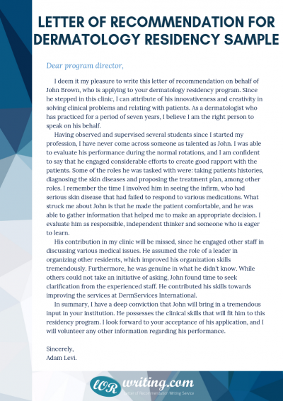 LoR for Dermatology Residency Program | Writing Checklist