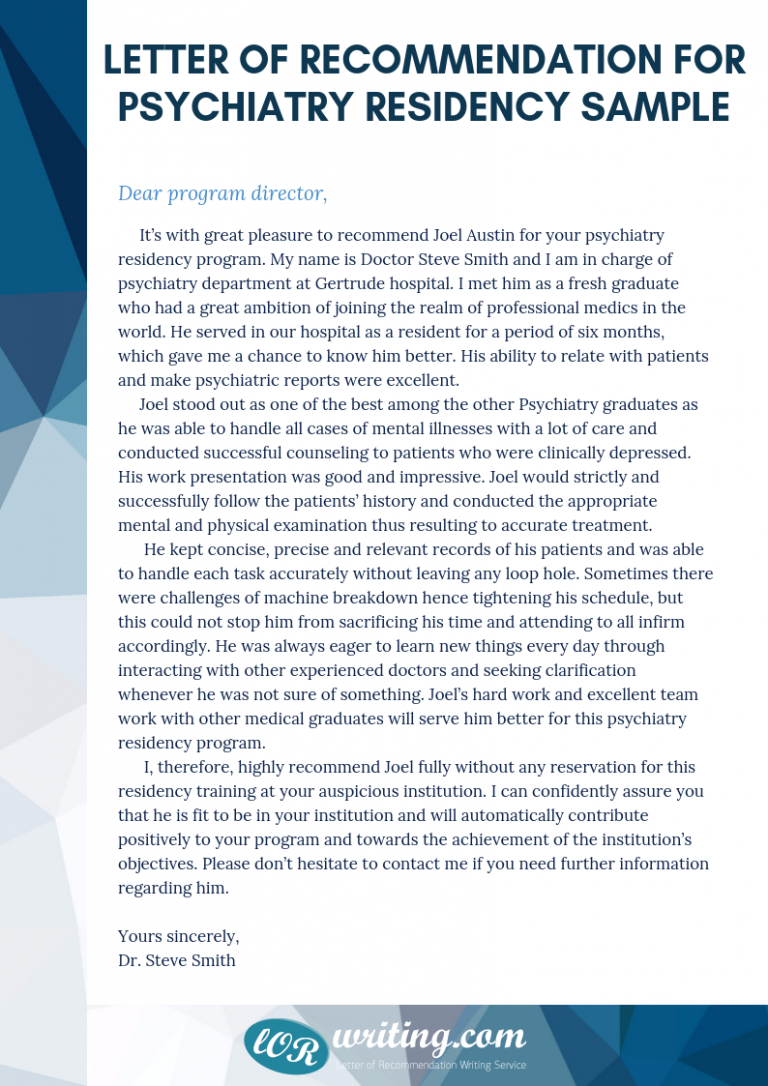 Letter Of Recommendation Psychiatry Residency Sample Tips letter-of-recommendation-psychiatry-residency-sample-tips